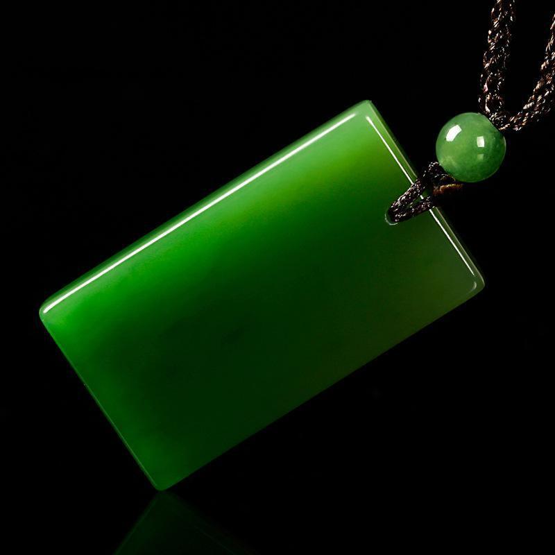 Jade Cuboid Pendant Jewelry Natural Necklace Green Real Gifts for Women ...