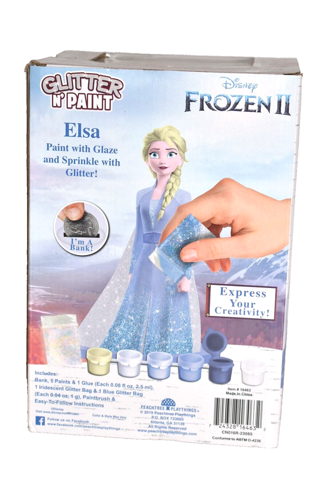 Disney Elsa Frozen 2 Glitter n Paint Coin Bank Peach tree Playthings ...
