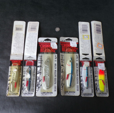 Group of 6 LUHR JENSEN Original CRIPPLED HERRING Lures 3, 4 & 5 OZ In ...