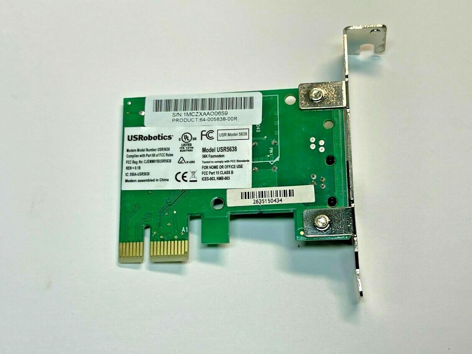 US Robotics USR5638 Fax Modem 56 Kbps V.92 PCI-Express LOW PROFILE ...