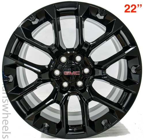 4 NEW GMC Sierra Yukon Denali Genuine GM OEM Black 22" Wheels Rims SRV ...