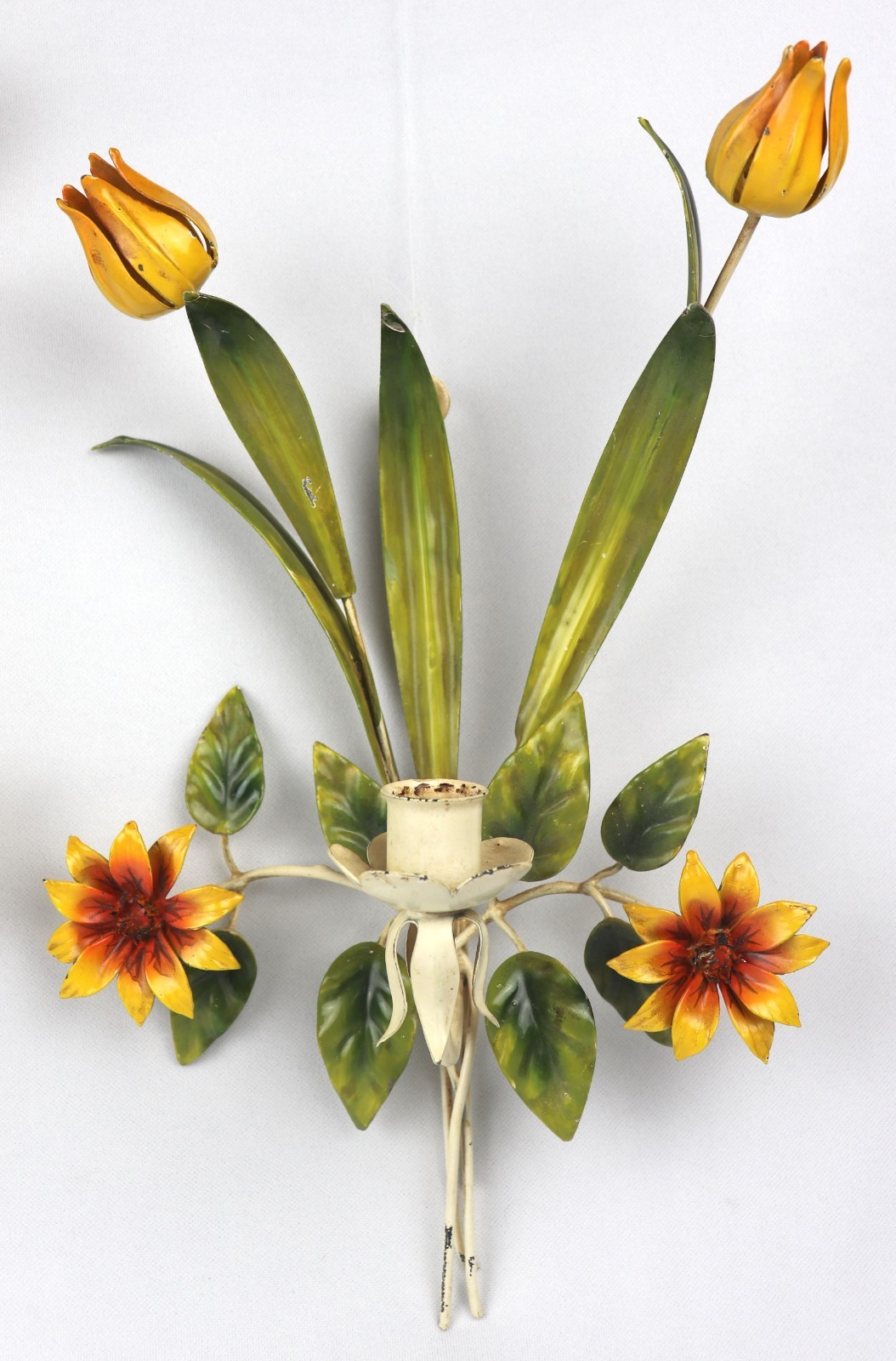 Vintage Italian Tole - 5 Piece Set - 2 Candle Holders, 2 Wall Sconces ...