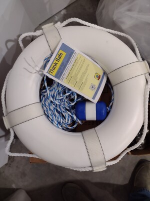 LIFE RING BUOY GW20" WHITE USCG type IV BOAT SAFETY THROW JIM BUOY swim ...