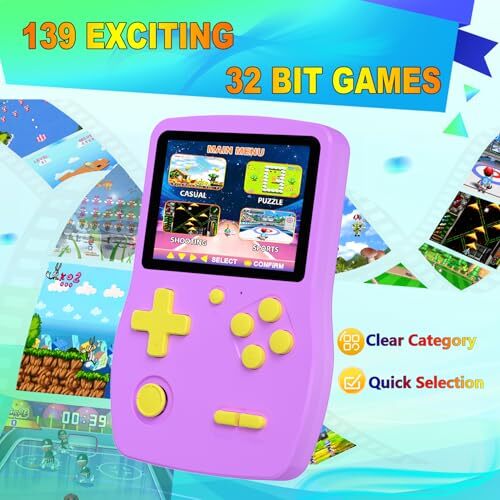 32 Bit Handheld Games for Kids Preloaded 139 Video Games, Portable ...