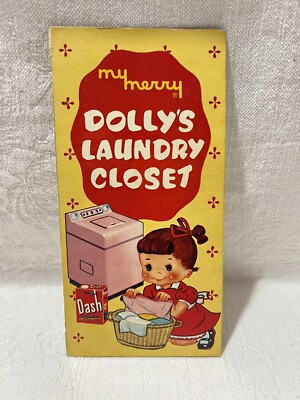 Vtg. 1957 My Merry-“DOLLY’S LAUNDRY CLOSET” 4” X 8” Cardboard Box Fold ...