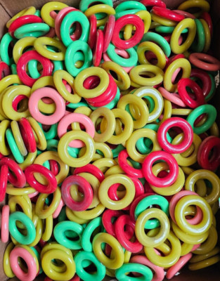 50 Vintage Multi Color Amusement Carnival Game Rings- Ring Pitch Bottle ...