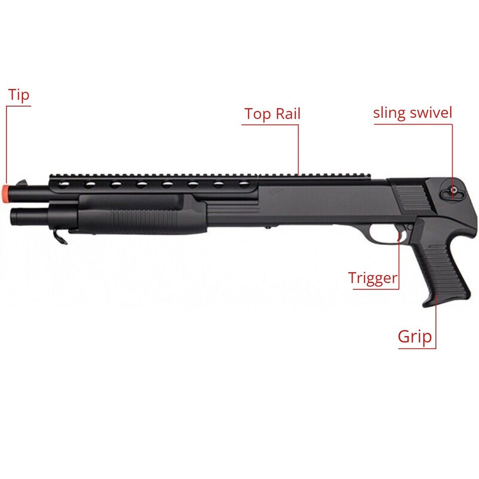 Airsoft Spring Power Shotgun Rifle M309 Pump Action 400 FPS 14 Round W ...