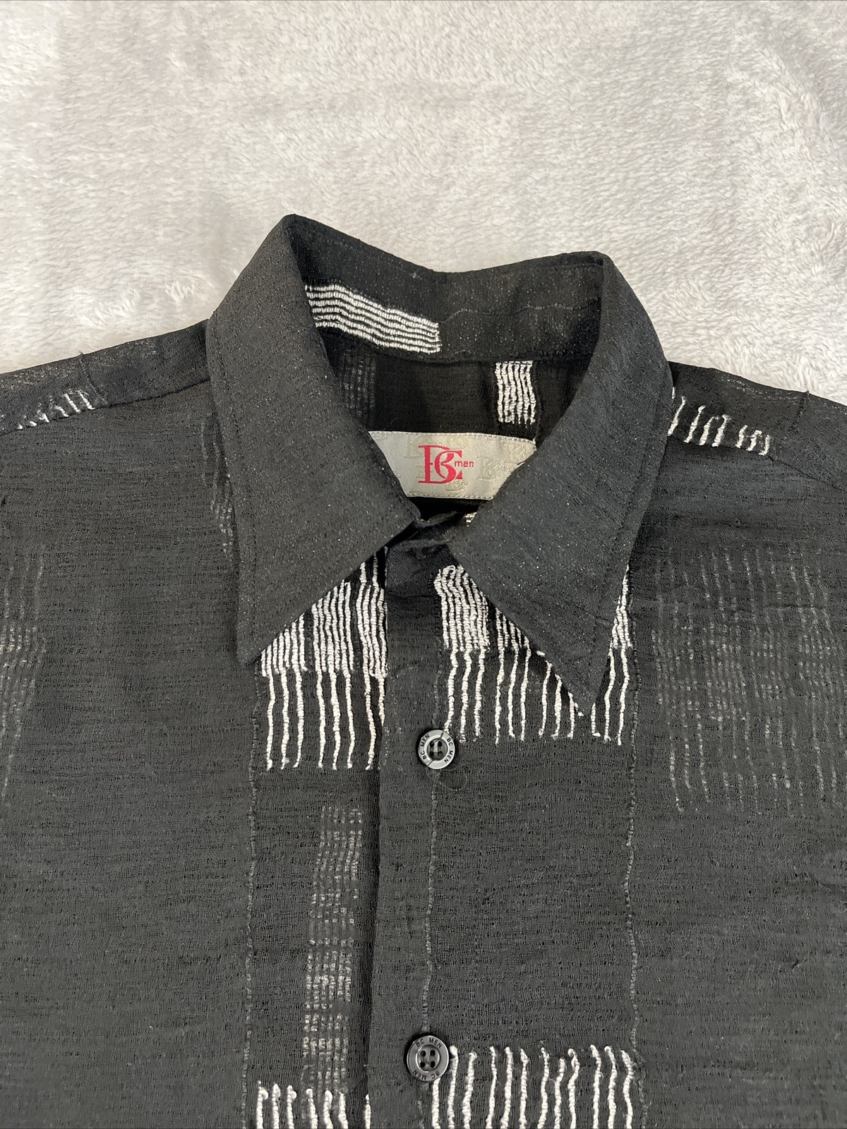 BC Collection mens black see through button up shirt … - Gem