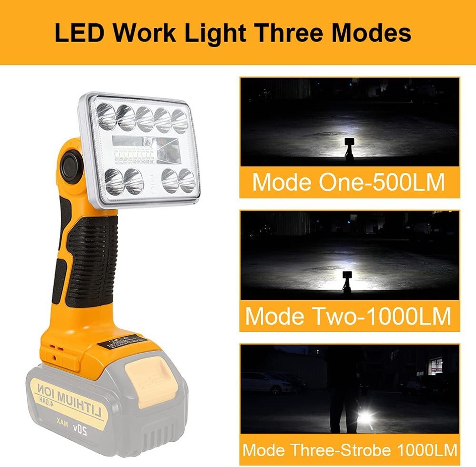 20V Flashlight for Dewalt 20V Max Lithium-ion Batteries 1000LM LED Work ...