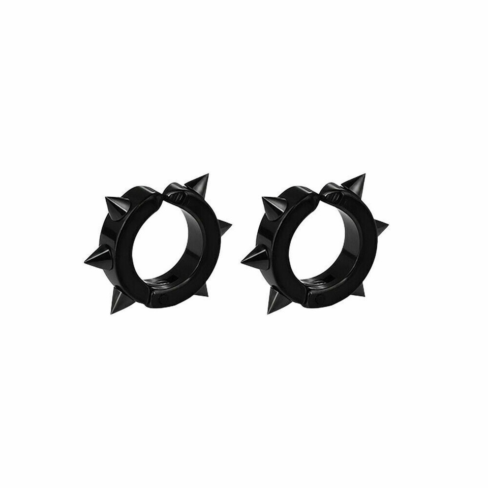 Gothic Hoop Earrings Titanium Steel Magnetic Stud Ear Plugs Womens Mens ...