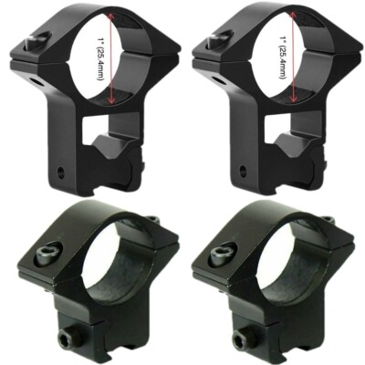2Pcs 1" Scope Rings 11mm 3/8" Dovetail Low / High Profile Rifle scope ...