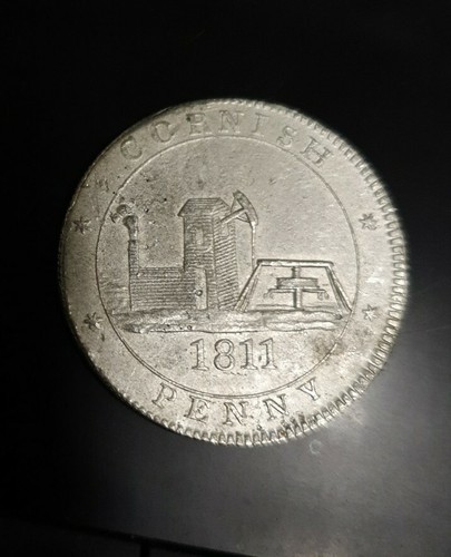 1811 Cornwall Cornish Penny Token Scorrier House. Luster, Scarce Grade ...