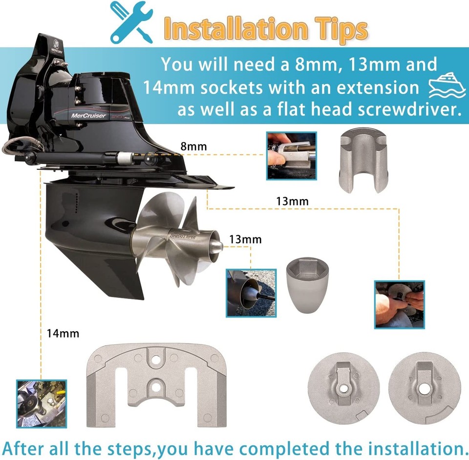 Anode Kit CMBRAVO3KITA 888761Q02 for 2004+ Mercruiser Bravo III Drive ...