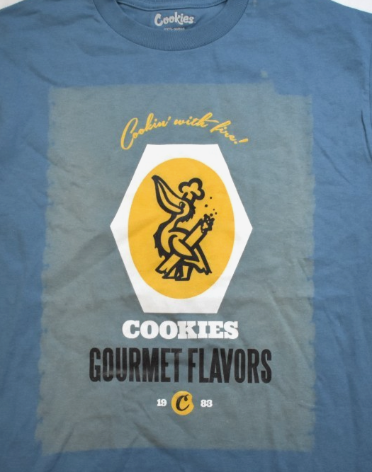 Cookies Mens Cookin' With Fire Gourmet Flavors Weed Blue Shirt New ...