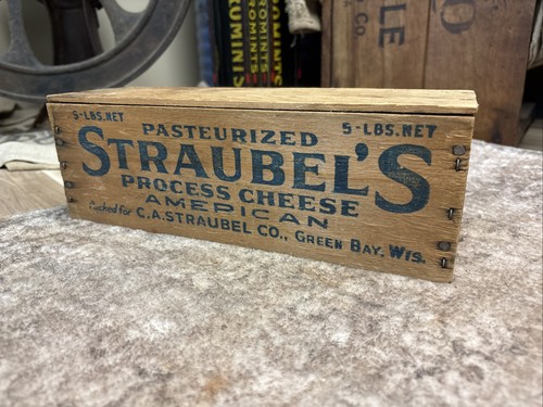 Vintage 5lb Wooden Straubel’s Cheese Box Green Bay Wisconsin American ...
