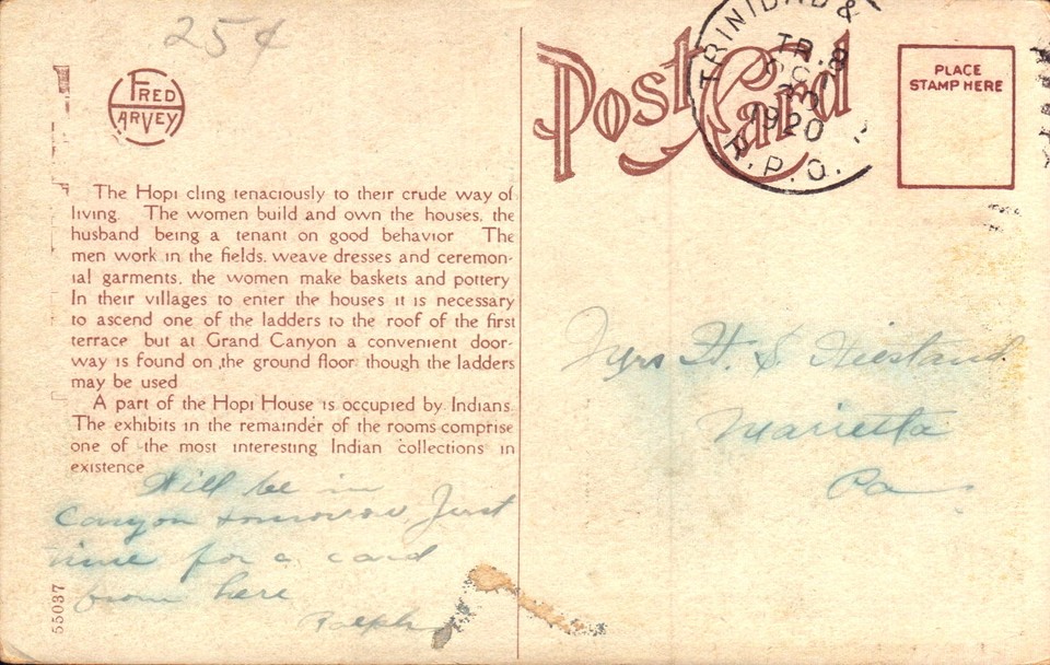 Vintage Postcard Hopi House Grand Canyon Arizona Fred Harvey 1920 ...