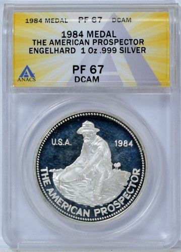 1984 Engelhard PROOF 1oz 999 Fine Silver ULTRA RARE Prospector LESS ...