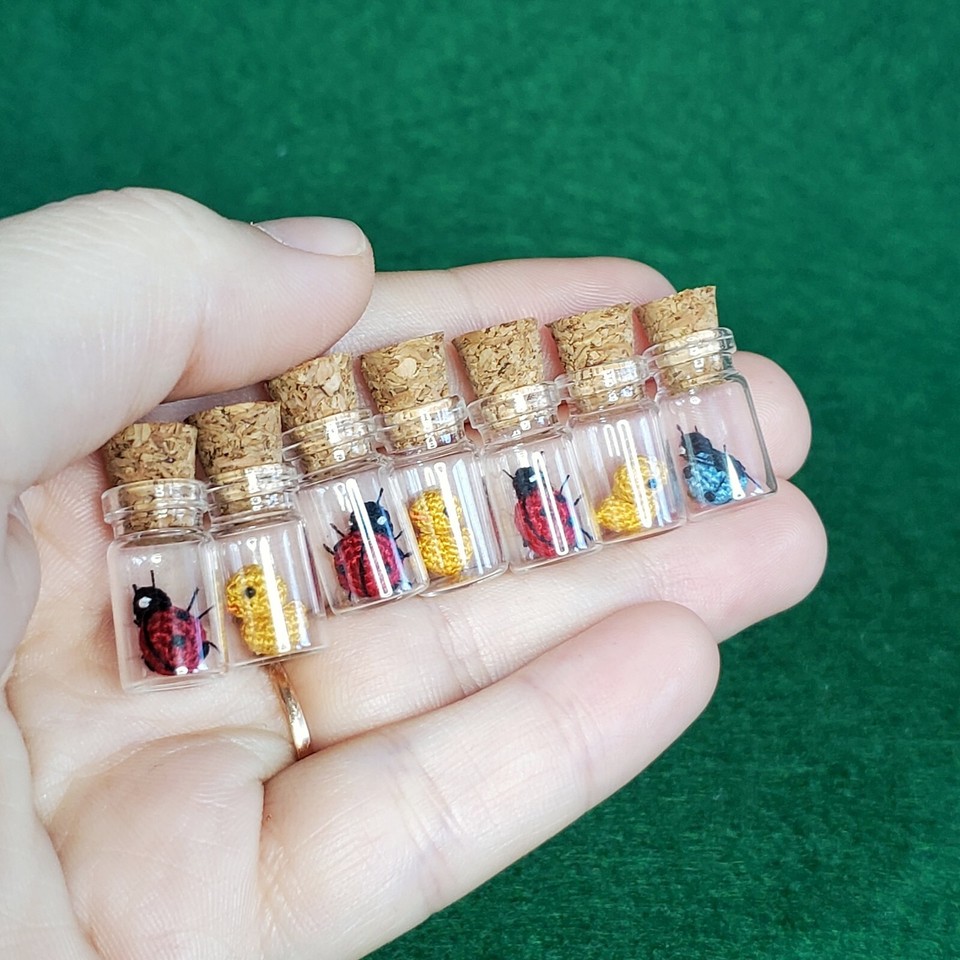Extremely tiny ladybug. Micro crocheted ladybug.Dollhouse miniature ...