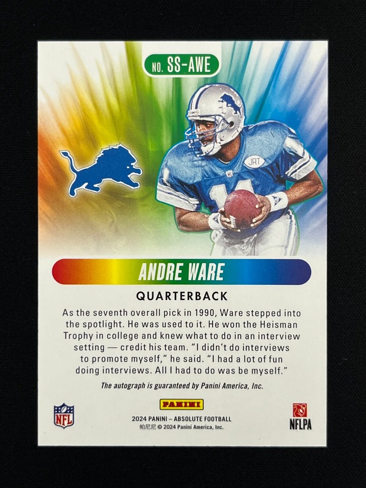 2024 Panini Absolute NFL Andre Ware Lions Spectrum /199 Autographs | eBay