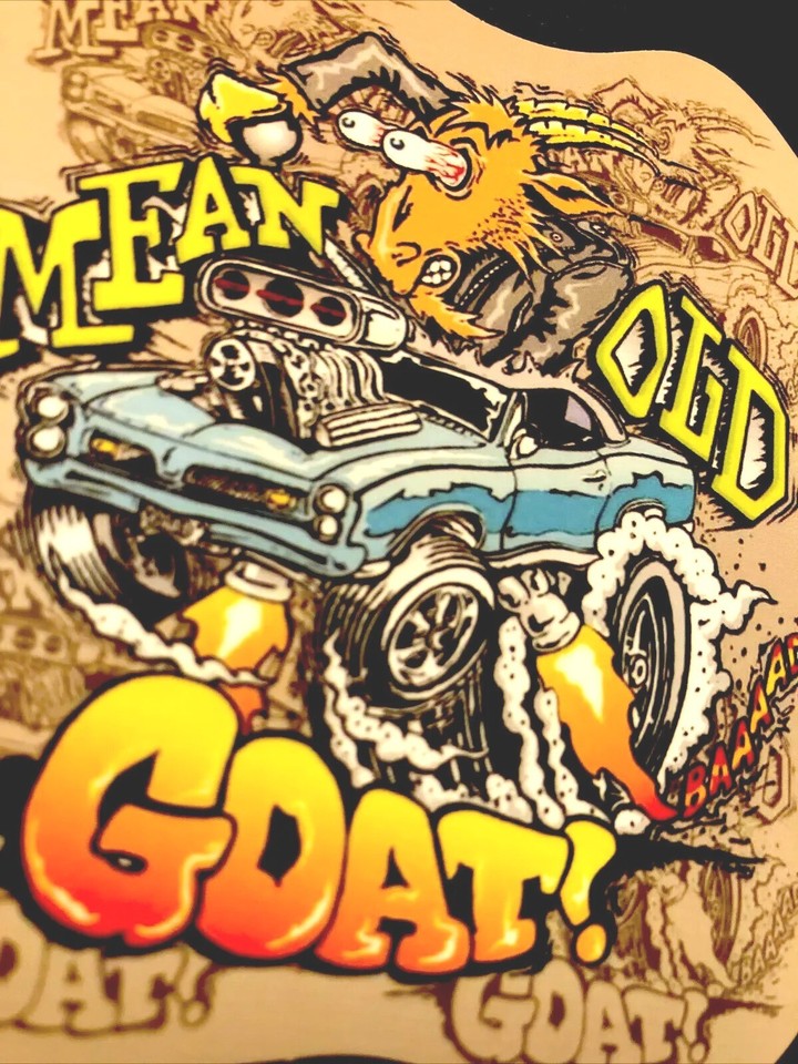 HOT ROD STICKER “MEAN OLD GOAT” 3 1/4 X 3 1/2“ GTO LOVERS GREAT GIFT ...