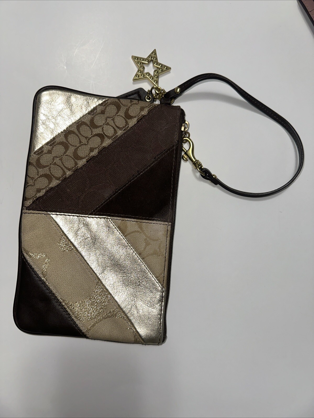 Genuine Coach Brown, Tan & Gold Signature Patchwork W… - Gem