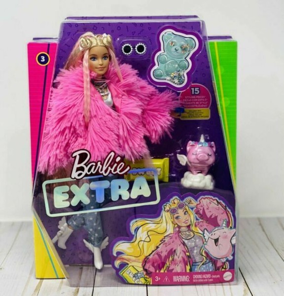 Mattel GRN28 Barbie Extra Doll in Pink Coat Pet Unicorn Pig for sale ...