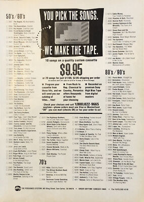 PRINT AD 1992 Personics System Music Choice You Pick The Songs We Make ...