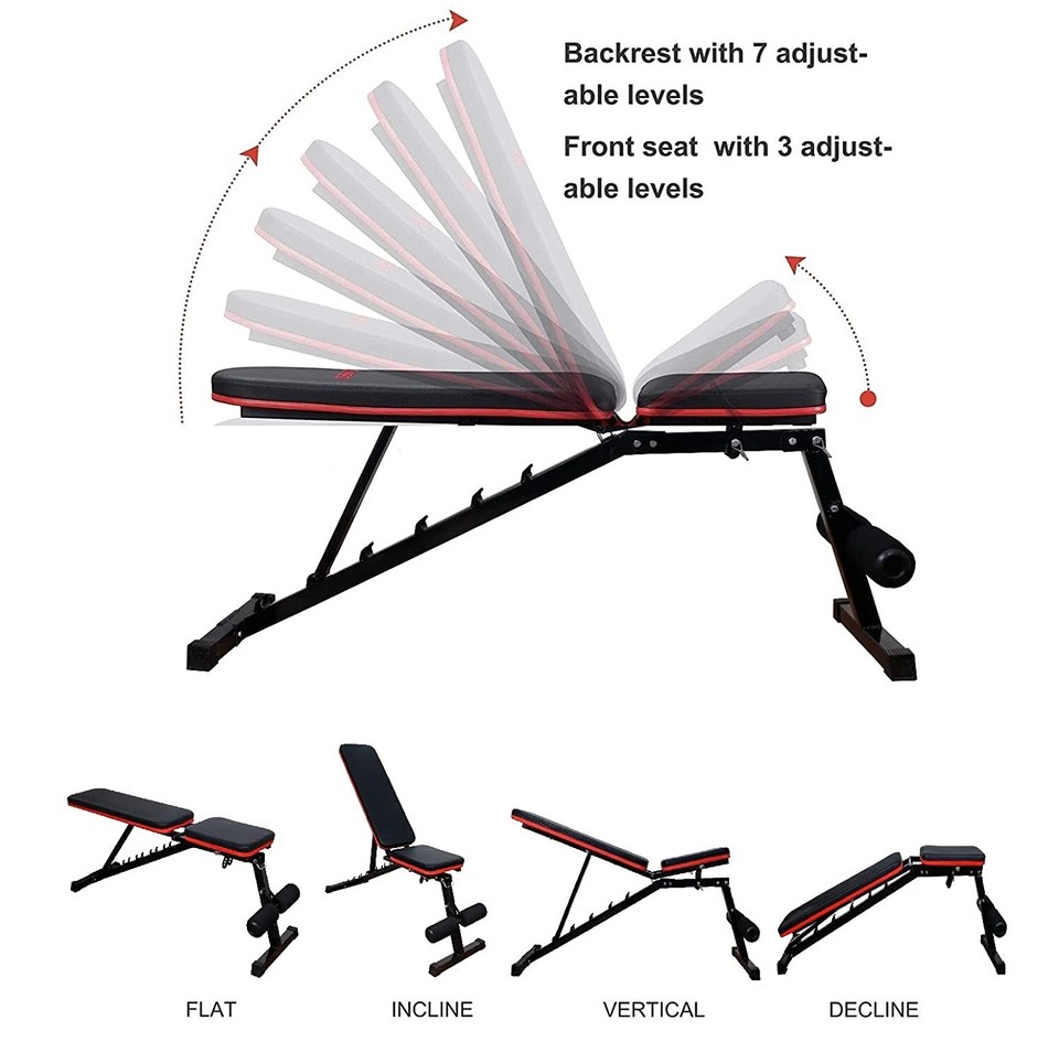 FITNESS Adjustable 6 Position Utility Bench, Incline Decline Weight ...