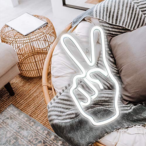 Neon Peace Sign Decor Led Neon Signs Peace Finger Peace Sign Wall Sign ...