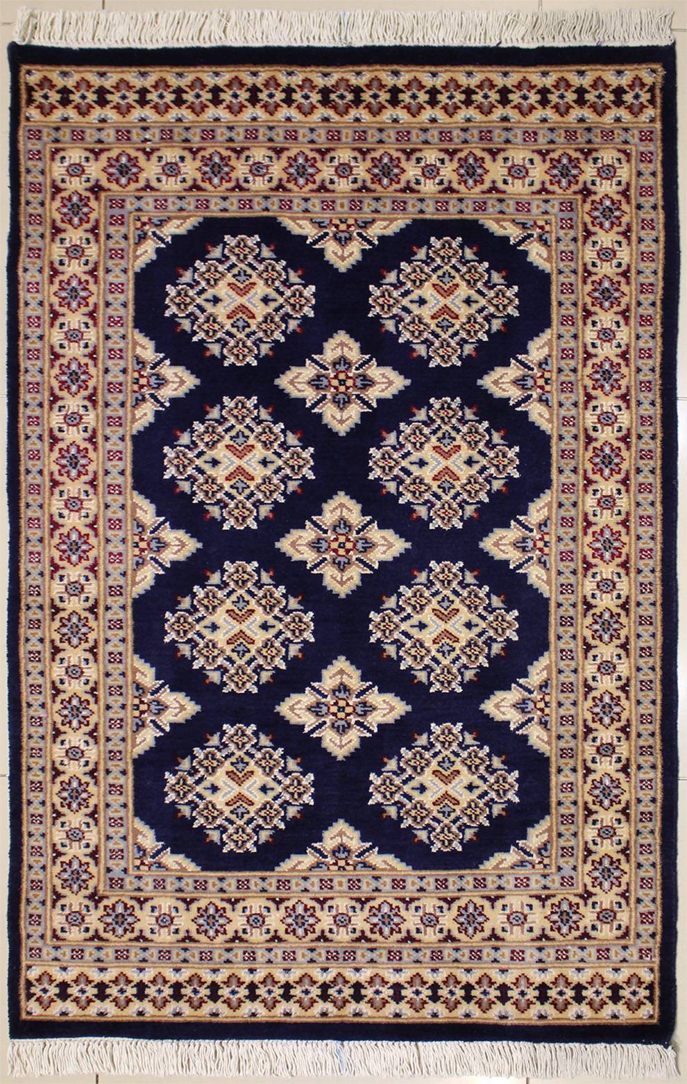 Rugstc 3x5 Bokhara Jaldar Blue Area Rug, Hand-Knotted,Geometric with ...