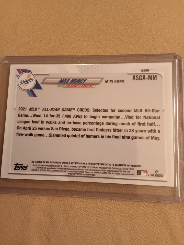 2021 Topps Chrome Max Muncy AUTOGRAPH #ASGA-MM Rookie Baseball Card | eBay