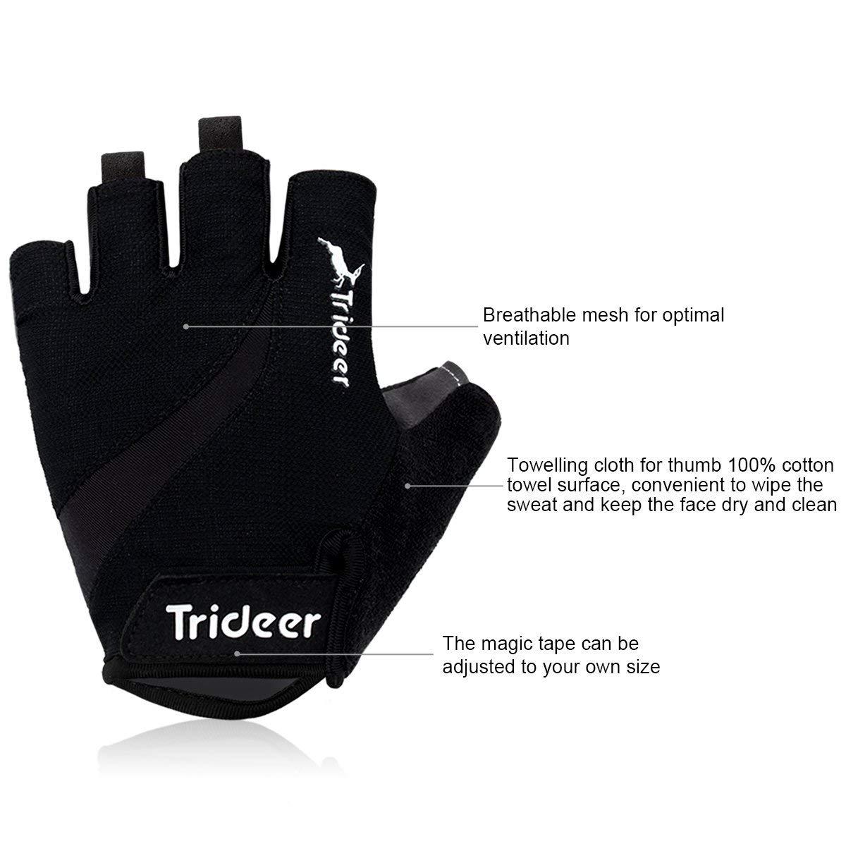 Trideer Cycling Biking Bike MTB Half Finger Gloves Black Medium Silica ...