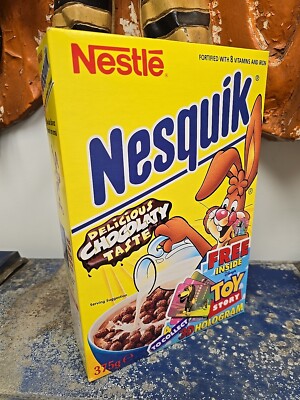 1996 General Mills UK Nestle Nesquik Cereal Box w/Toy Story Hologram ...
