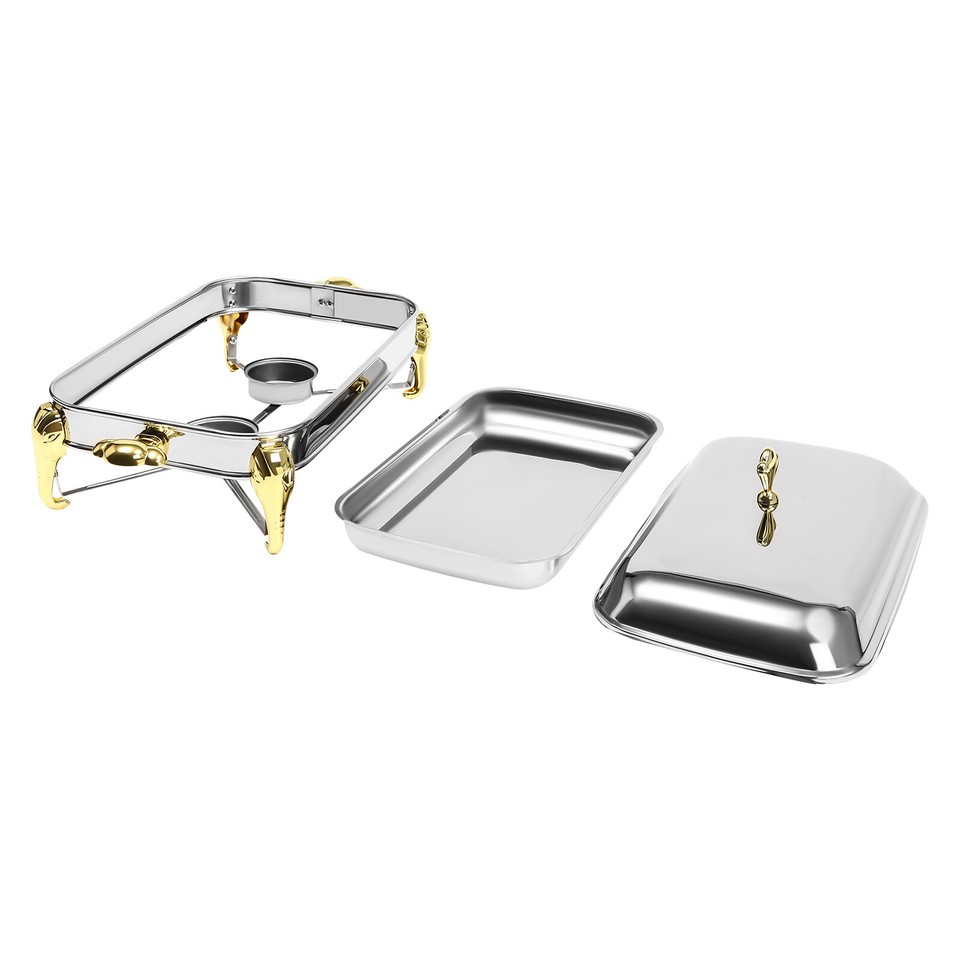Stainless Steel Chafing Dish 2.9L Gold Buffet Trays Rectangle Chafer ...