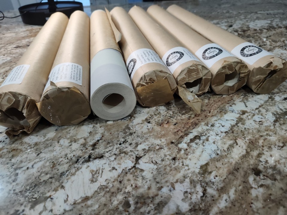 7 Rolls Bruce Fine Papers Wallpaper Reproduction Henley Stripe Ash Grey ...