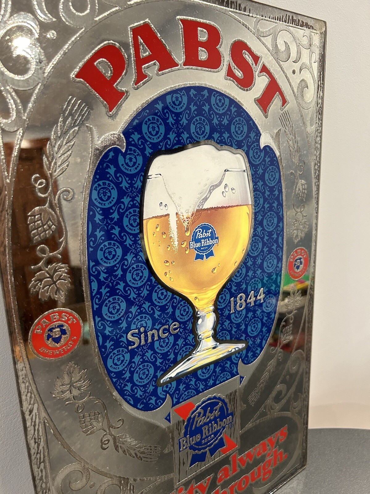 Pabst Blue Ribbon Bar Mirror The Quality Always Comes Through PBR Glass ...