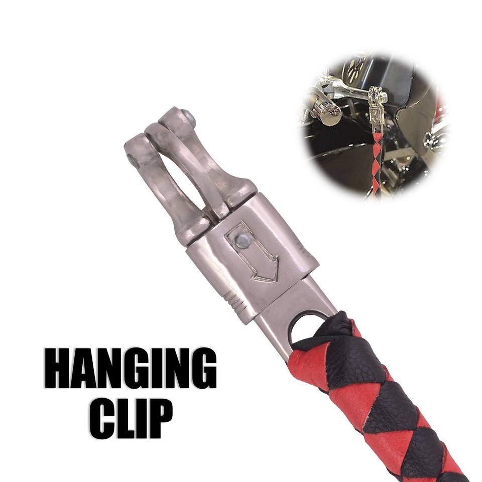 Biker Whip Motorcycle Get Back 42" Leather Whip for Handlebar Red ...
