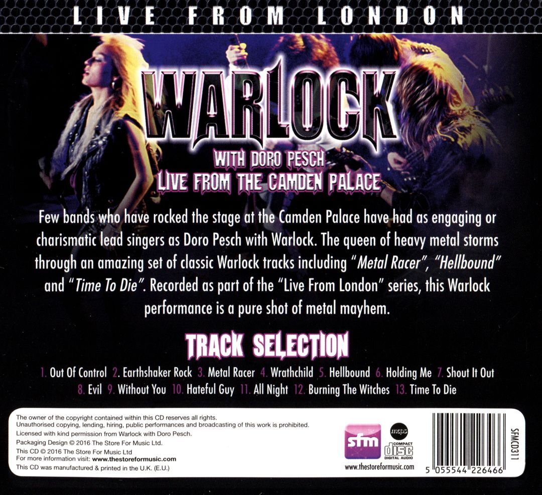 Warlock Live with Doro Pesch: Live from London by Warlock (CD, 2016 ...