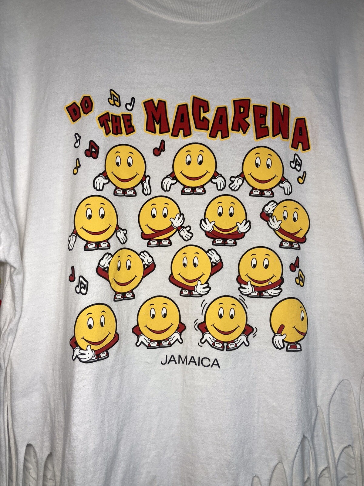 Rare Vintage 90s Macarena y2k SMILEY FACE T Shirt Whi… - Gem