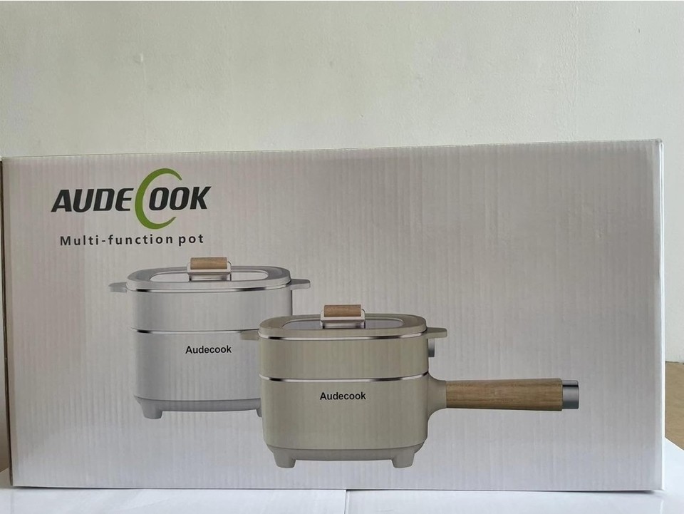 Audecook Electric Hot Pot, Ceramic Non-Stick 350W/800W (White/2L With ...
