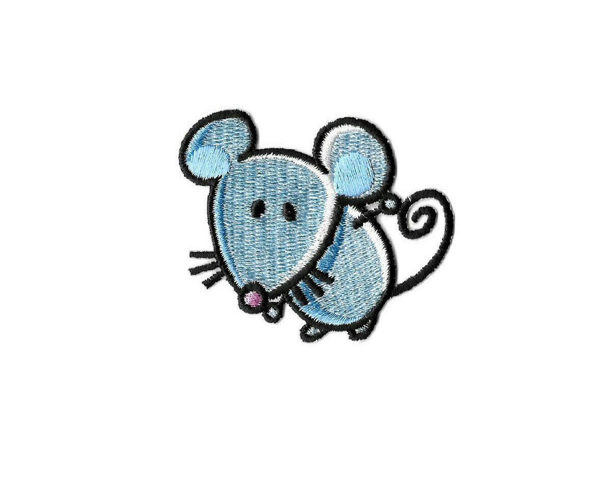 Mouse - Mice - Rodent - Crafts - Cute - Blue Embroidered Iron On ...