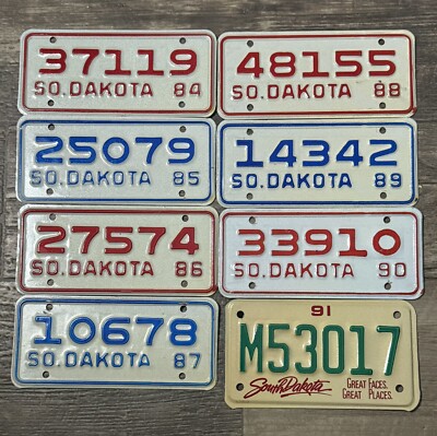 8 Pack-motorcycle license plate -South Dakota -84-91 Run-GREAT SHAPE! 🔥 ...