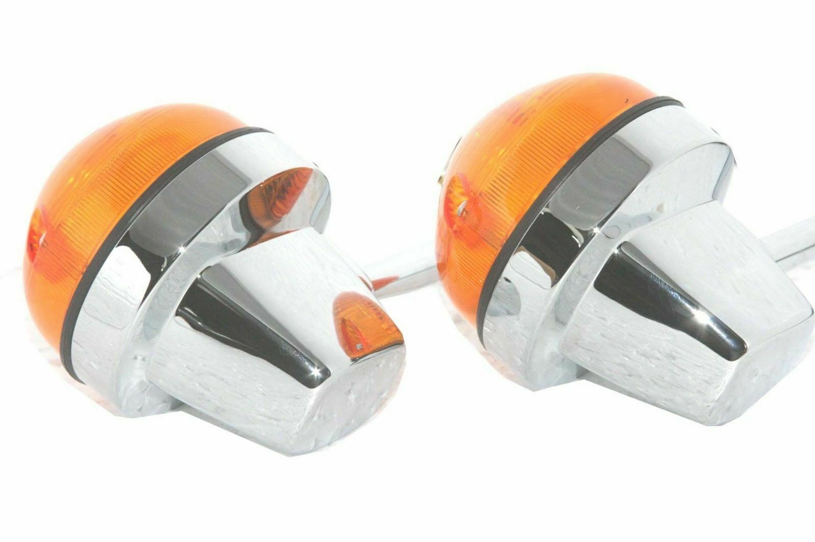 Turn Signal Indicator Winker Blinker Set Chrome Amber Lens Universal ...
