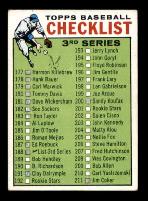 1964 Topps #188 Checklist 3 Scan of the card you'll receive Condition ...