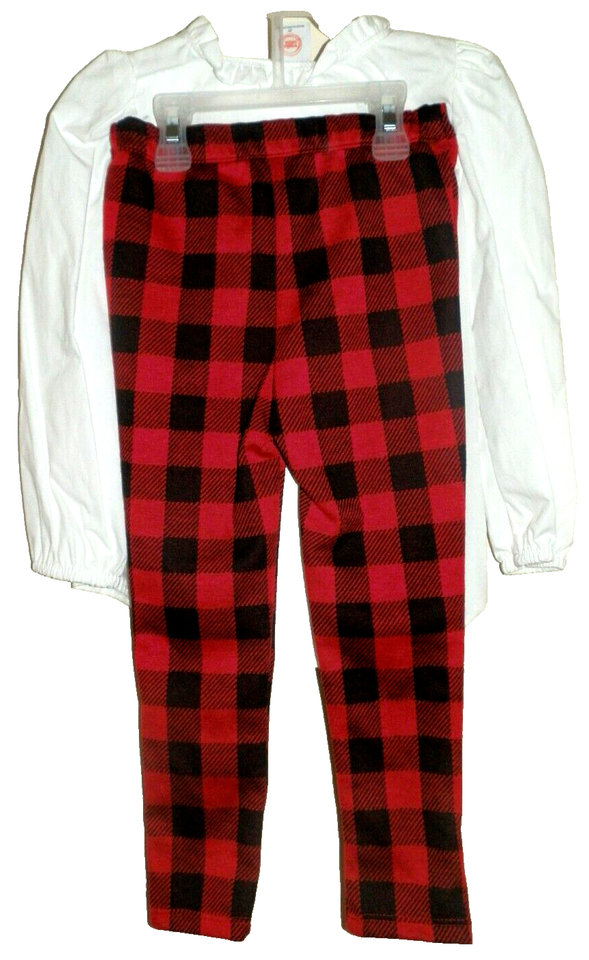 New Toddler Girls size 4T Christmas Holiday Pants Set Outfit Red Plaid ...