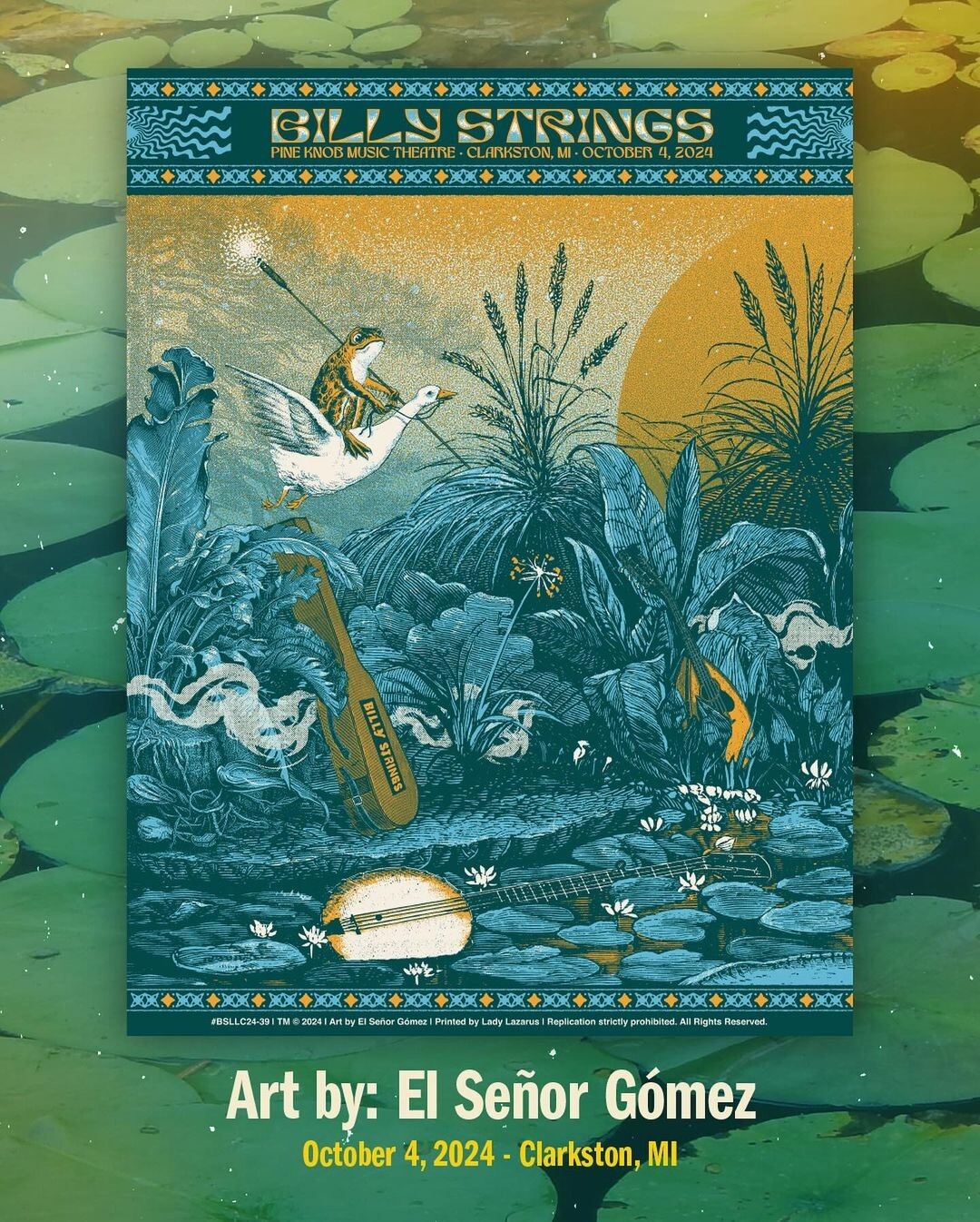 RARE BILLY STRINGS POSTER 10 4 2024 SENOR GOMEZ CLARKSTON MI PINE KNOB ...