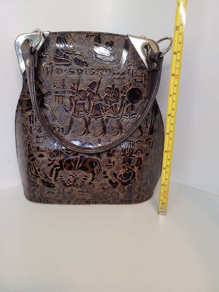 Egyptian Hieroglyphic Handbag Vintage Gunag Tong Brown Purse | eBay