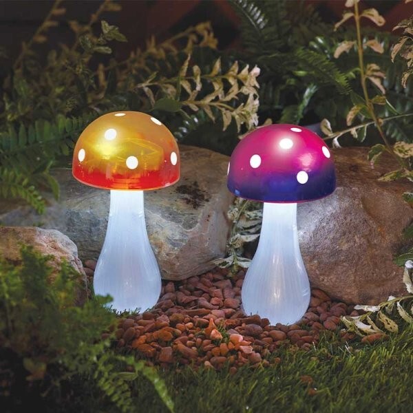 Solar Toadstool Stake Lights Mushroom Lighting Garden Outdoor Decor ...