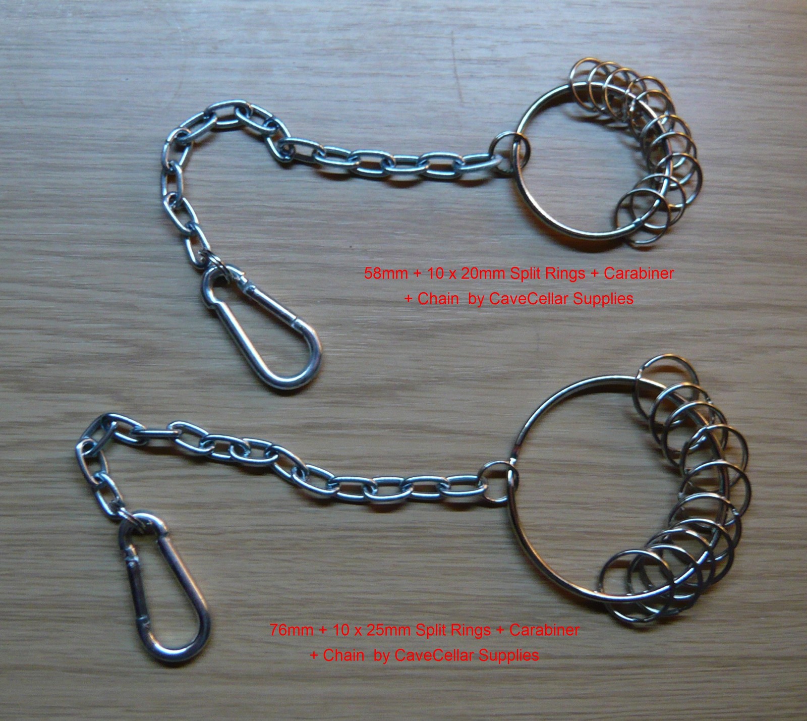 58mm LARGE STRONG JAILERS KEY RING CHAIN 310mm lg WITH SPLIT RINGS ...