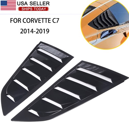 Gloss Black Side Window Louvers Air Vent Shades Cover Trim For Corvette ...
